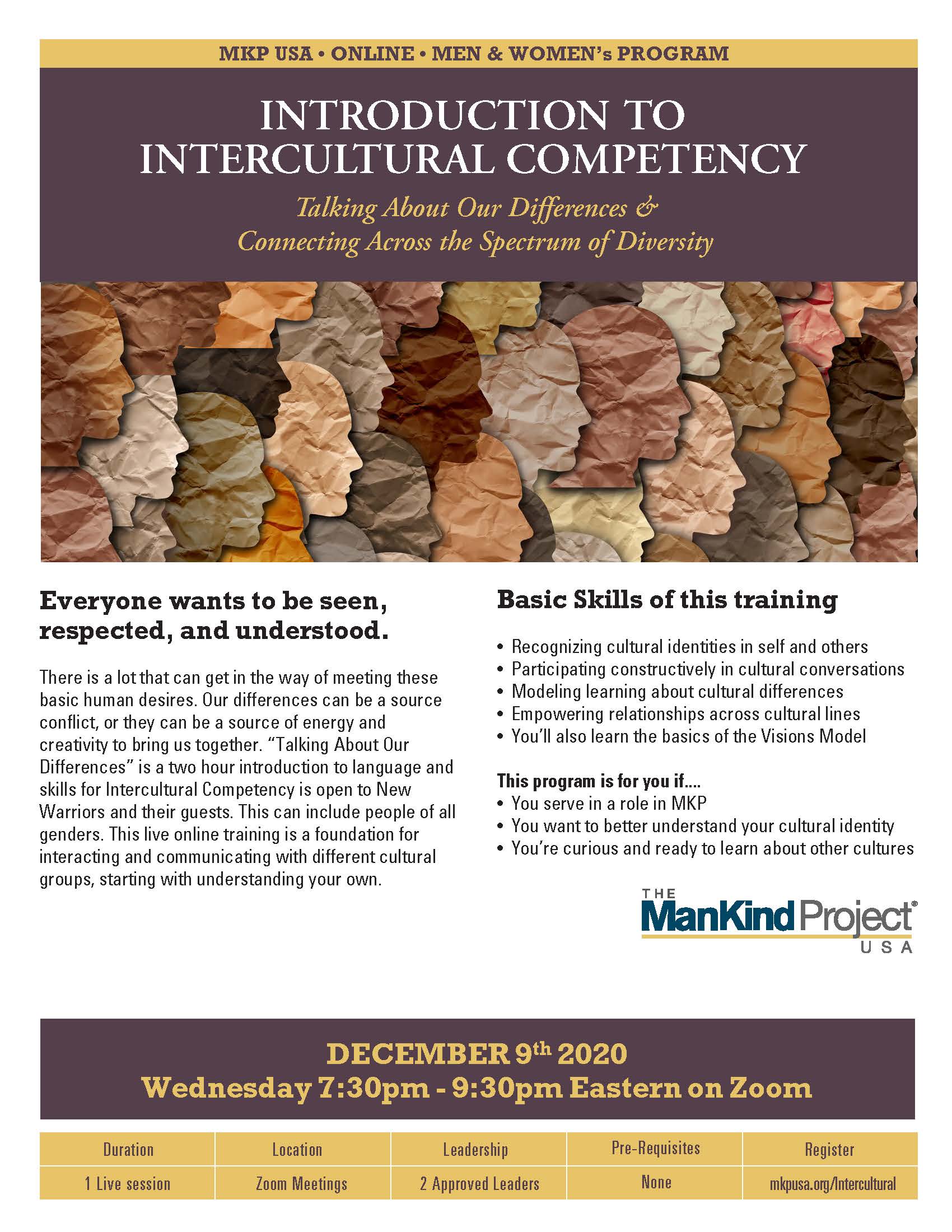 Introduction to Intercultural Competency December 9 2020 | The ManKind ...